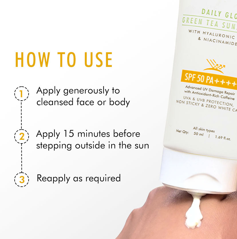 Buy Green Tea Sunscreen SPF 50 Online | mCaffeine – mCaffeine