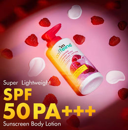 Brightening Raspberry Sunscreen SPF 50 Body Lotion - 200ml – mCaffeine